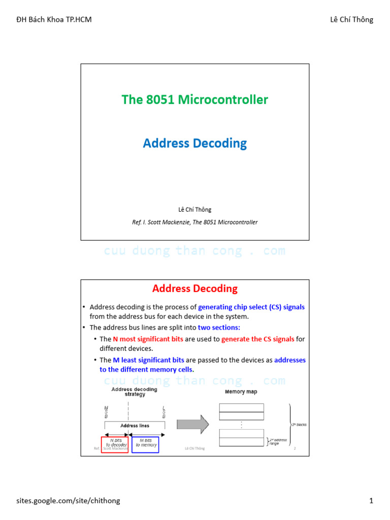 Vi Xu Ly Le Chi Thong 8051 Address Decoding [Cuuduongthancong.com] | PDF | Read Only Memory ...