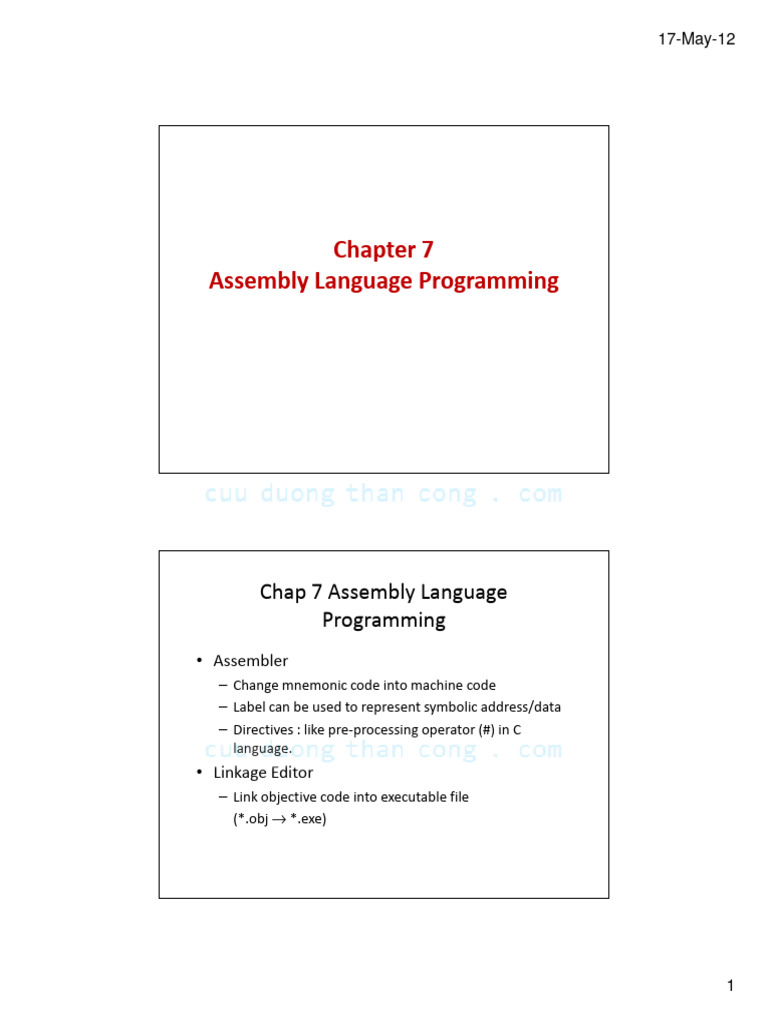 Vi Xu Ly Le Chi Thong 8051 Chap7 Assembly Programming (Cuuduongthancong - Com) | PDF | Assembly ...