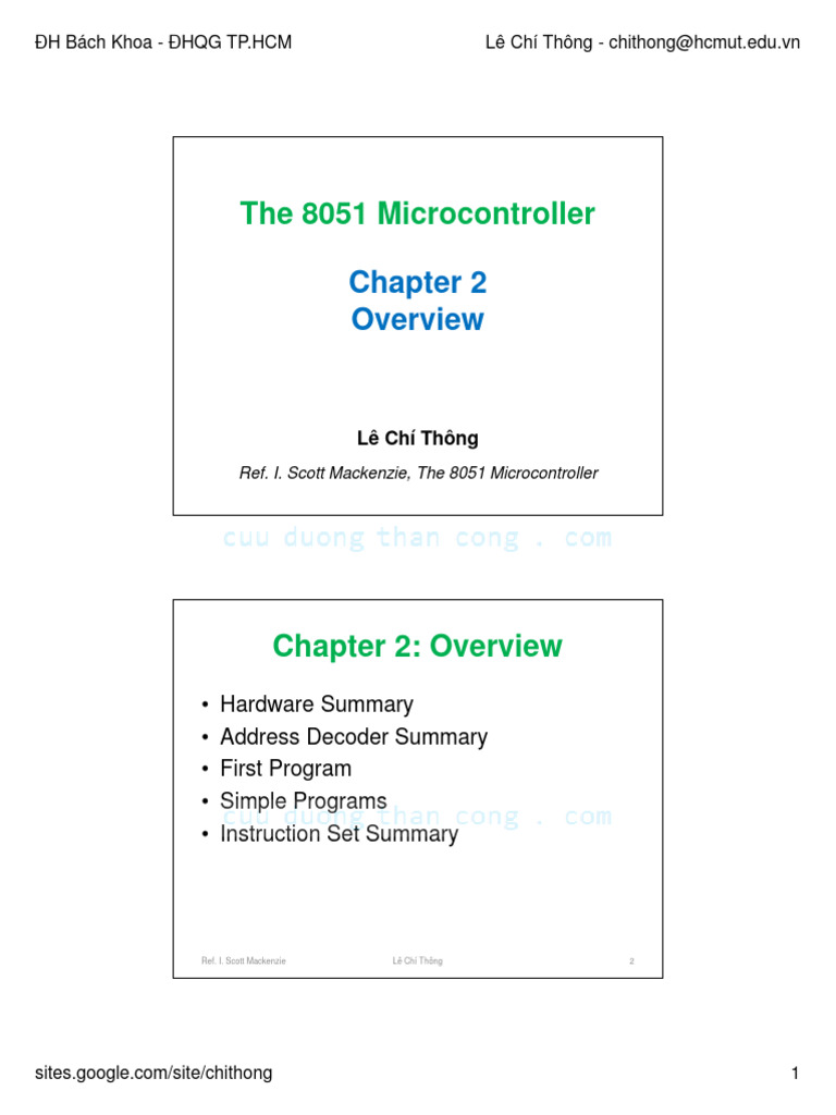 Vi Xu Ly Le Chi Thong 8051 Chap2 Overview (New Corrected ...