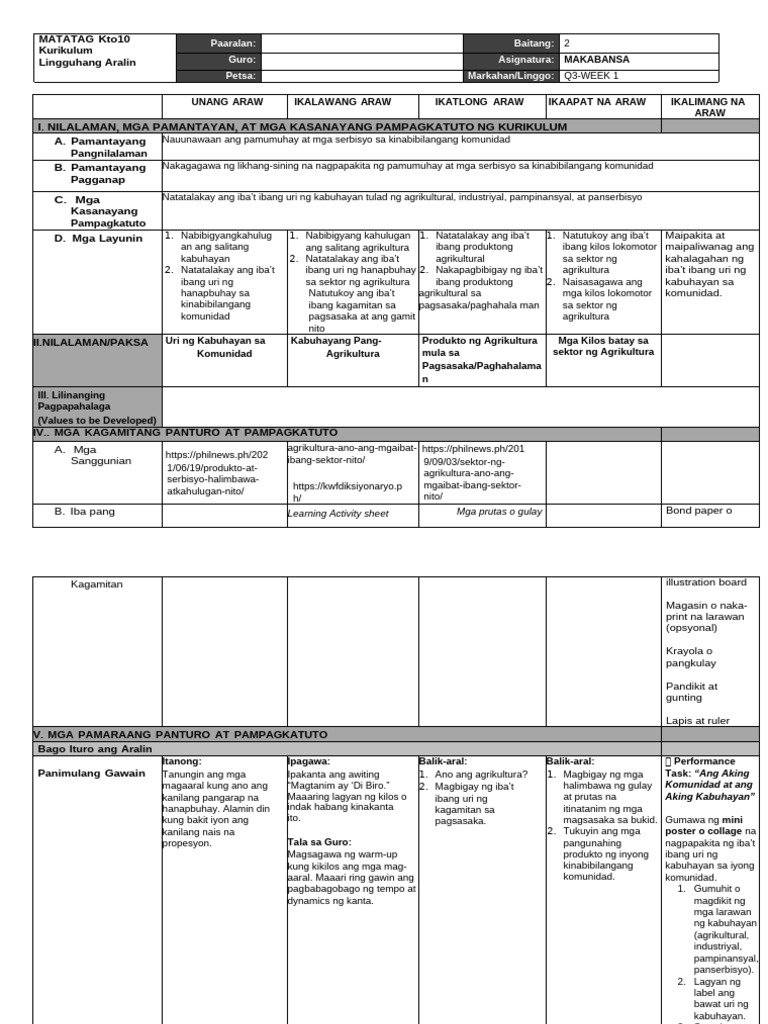 Makabansa Week 1 | PDF