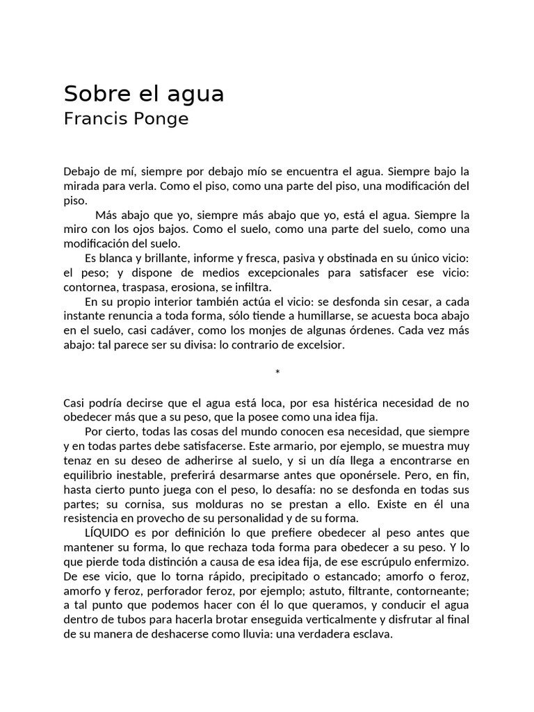 Sobre el agua - Francis Ponge | PDF