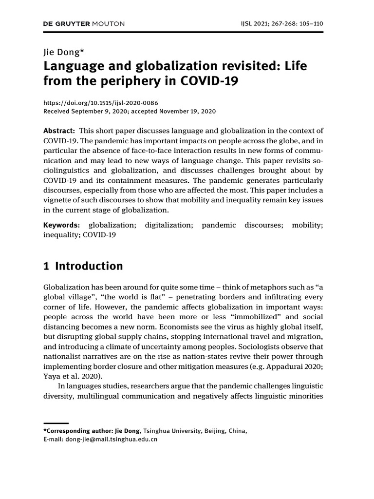 Dong Language and Globalization Revisited - Life From The Periphery in ...