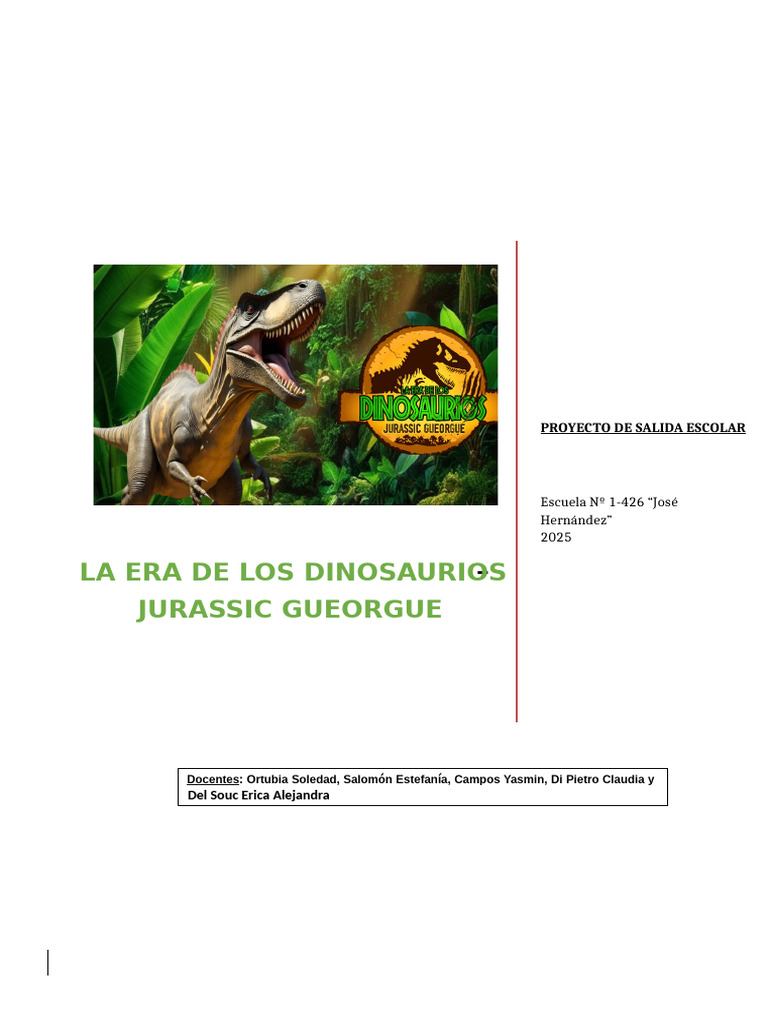 Salida Escolar: Jurassic Gueorgue 2025 | PDF | Aprendizaje | Cognición