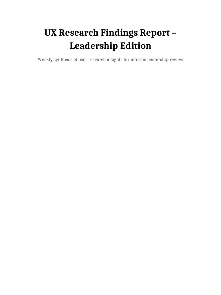 UX Research Findings Report Leadership Edition | PDF | Usability ...