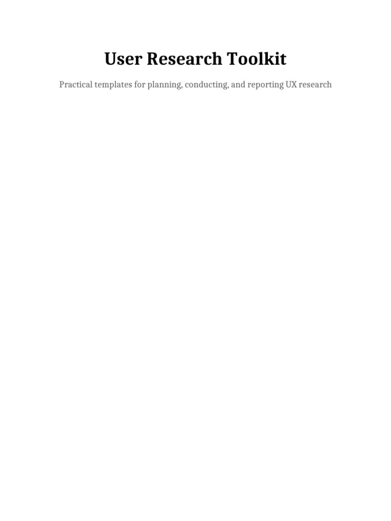 User Research Toolkit for UX Design | PDF | Usability | Computing