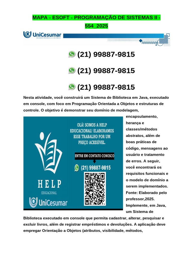Sistema de Biblioteca em Java OOP | PDF | Classe (programação de ...