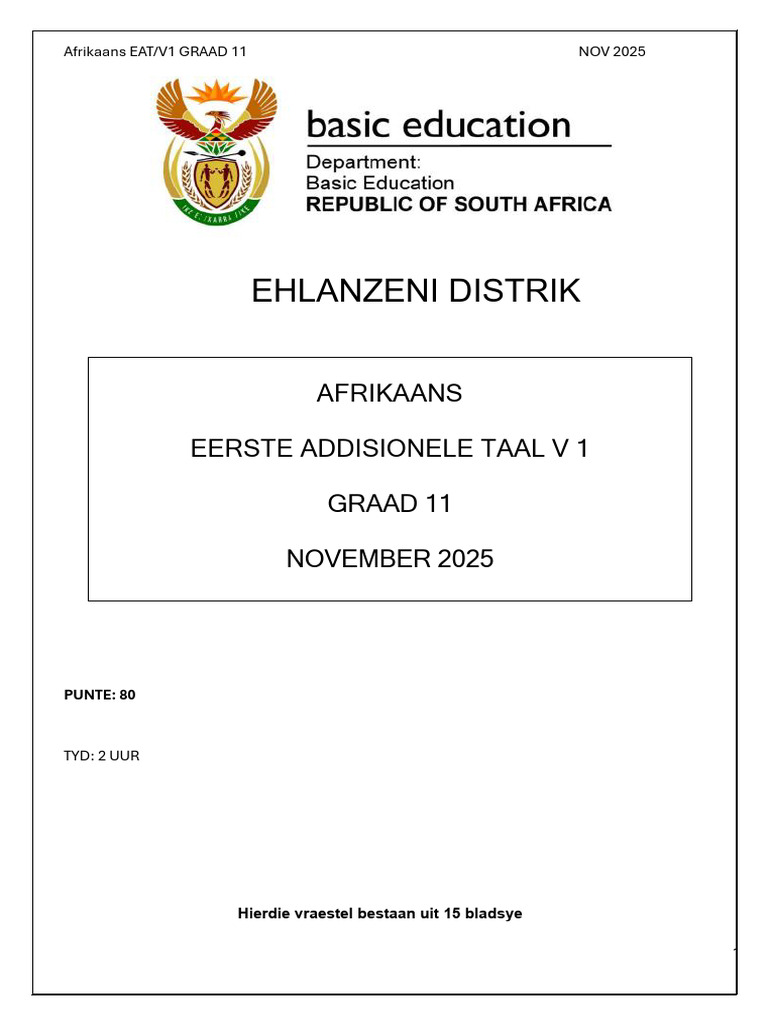 AFR FAL GR 11 p1 | PDF