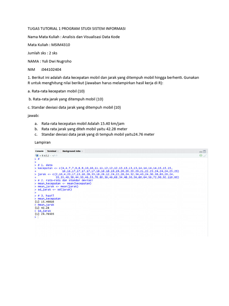 Analisis Dan Visualisasi Data Kode Tugas 1docx | PDF