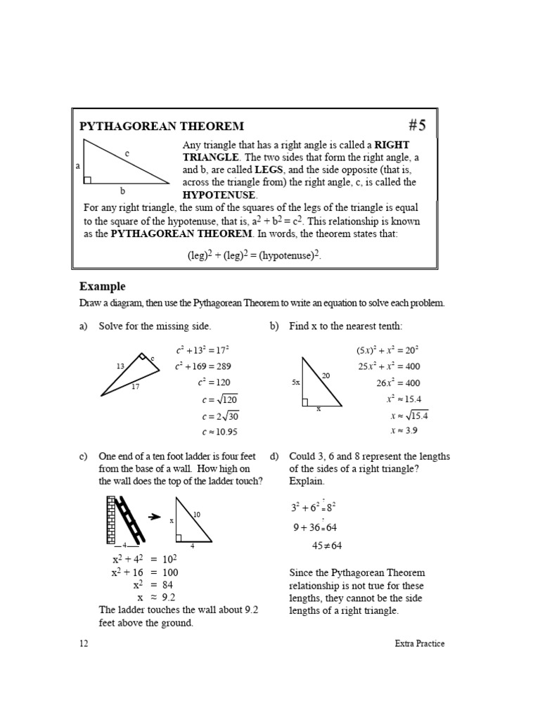 Pythagorean Theorem Examples | PDF | Euclid | Trigonometry