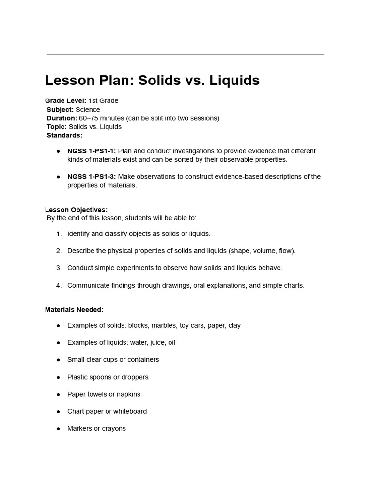 Solids Versus Liquids | PDF | Solid | Liquids