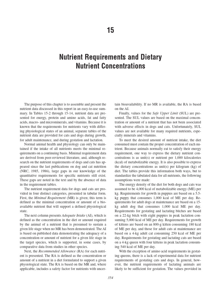 Nutrient Requirements for Dogs and Cats | PDF | Nutrients | Vitamin