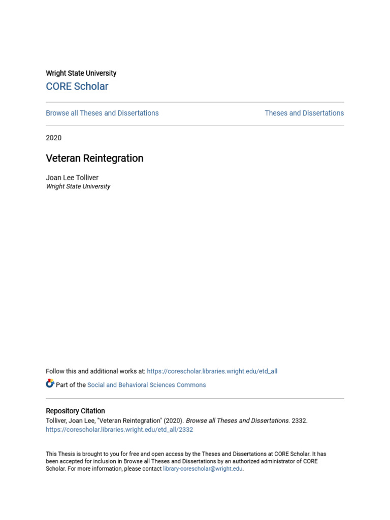 Veteran Reintegration Challenges and Insights | PDF | Mental Health ...
