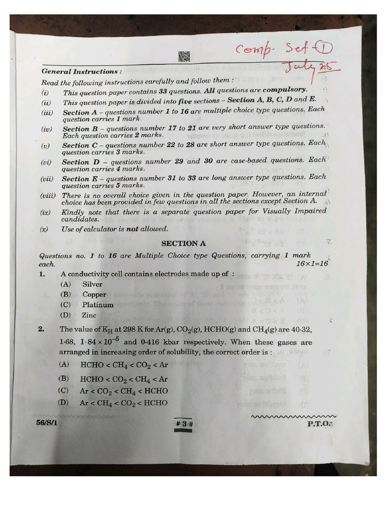 Compartment Paper Cbse | PDF