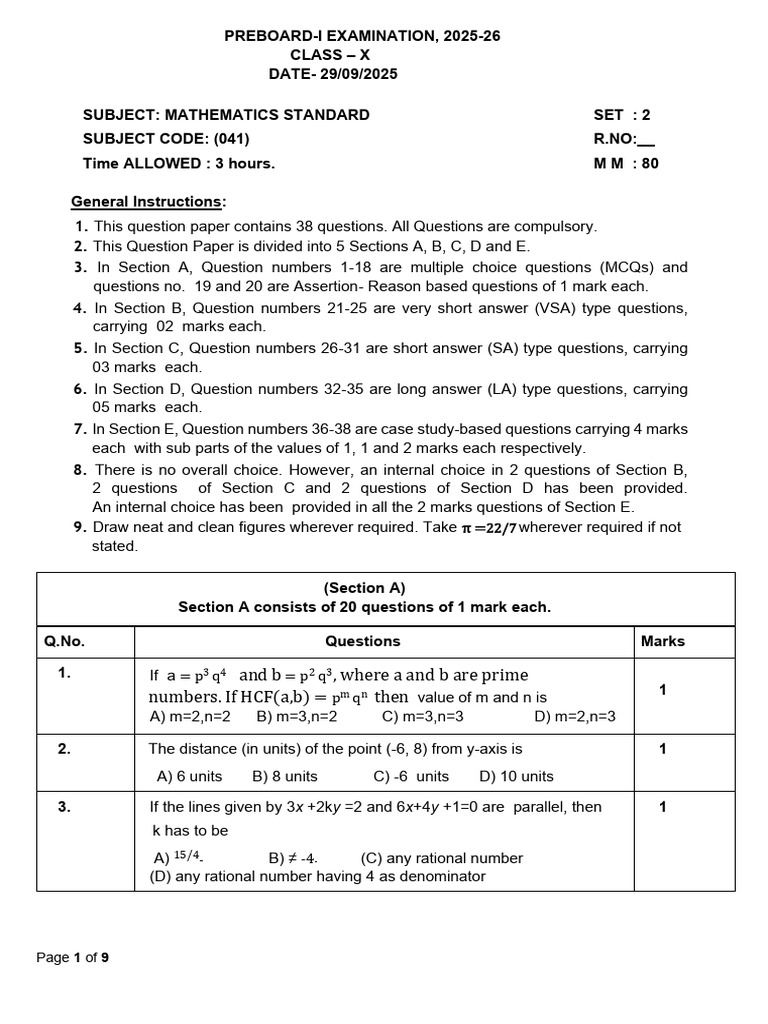 Preboard Set 2 | PDF | Circle | Area