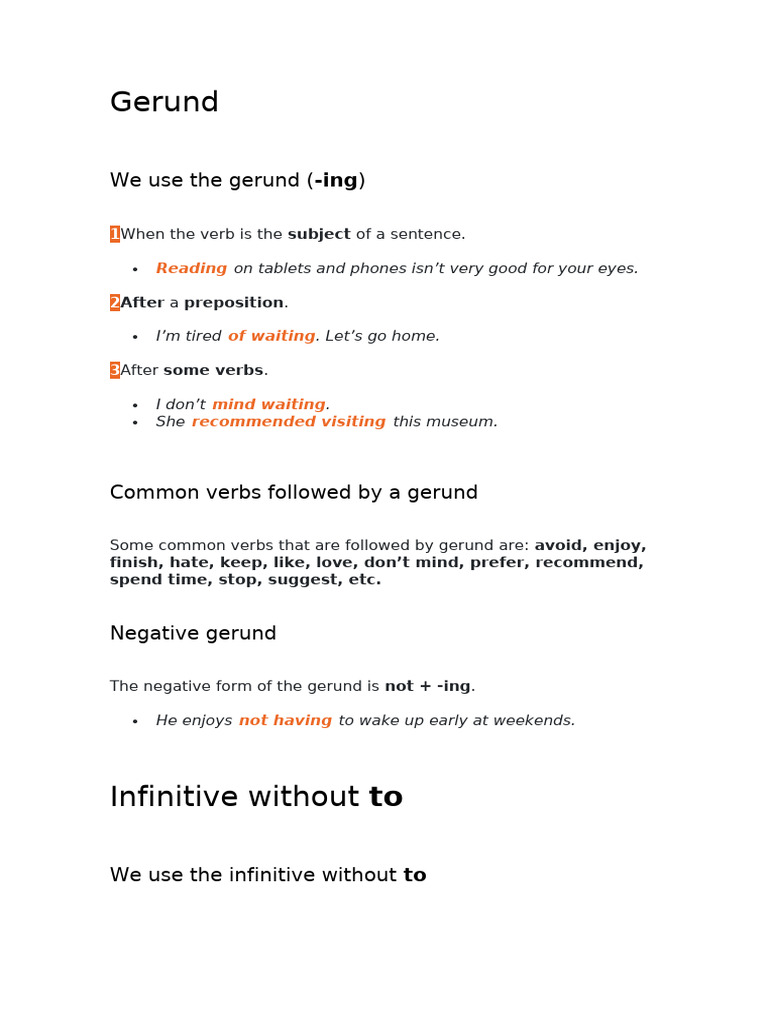 Infinitives and Gerunds – Verb Patterns | PDF