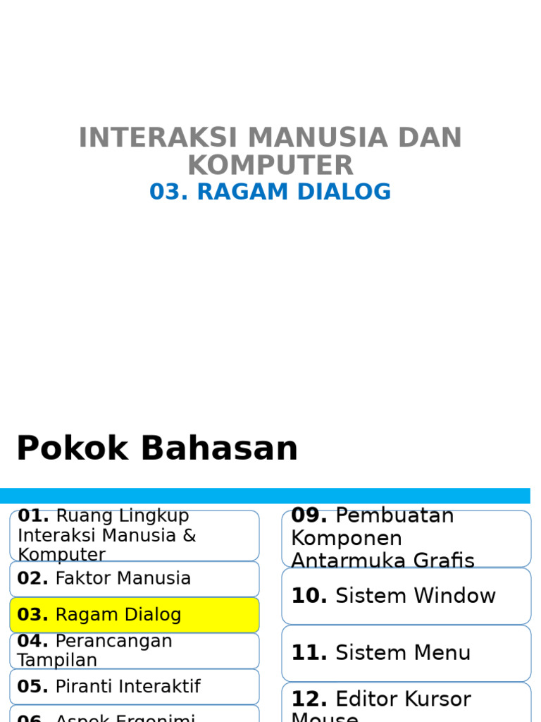 Ragam Dialog dalam Interaksi Manusia-Komputer | PDF