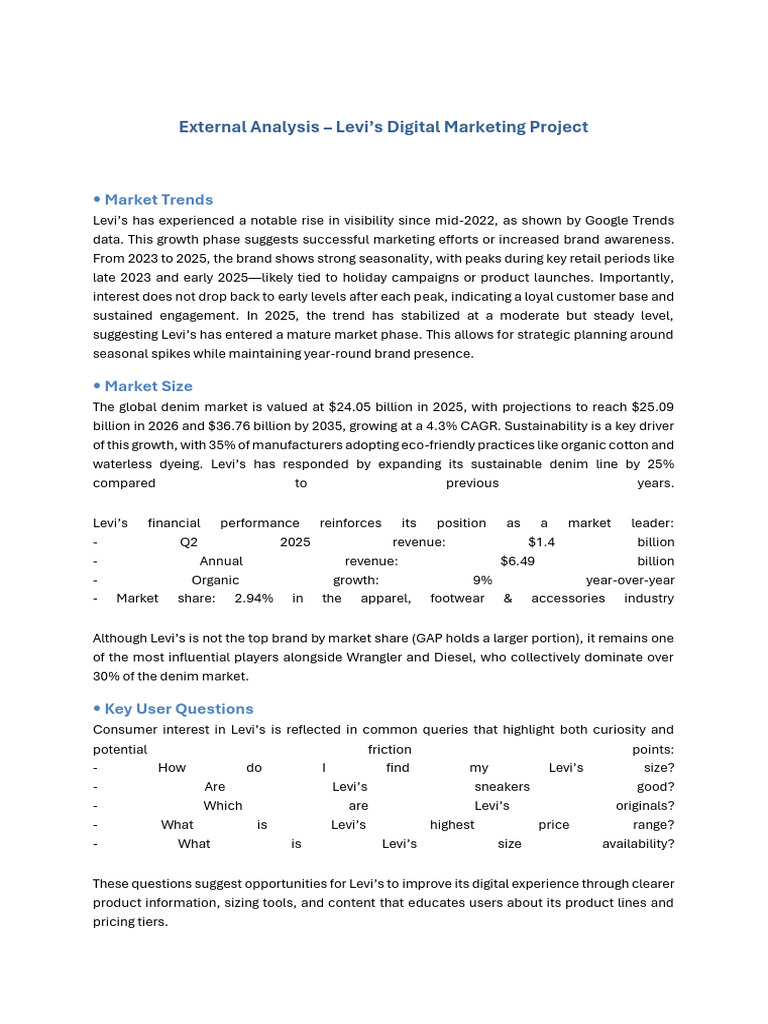 Levi's Digital Marketing Analysis 2023 | PDF | Jeans | Brand