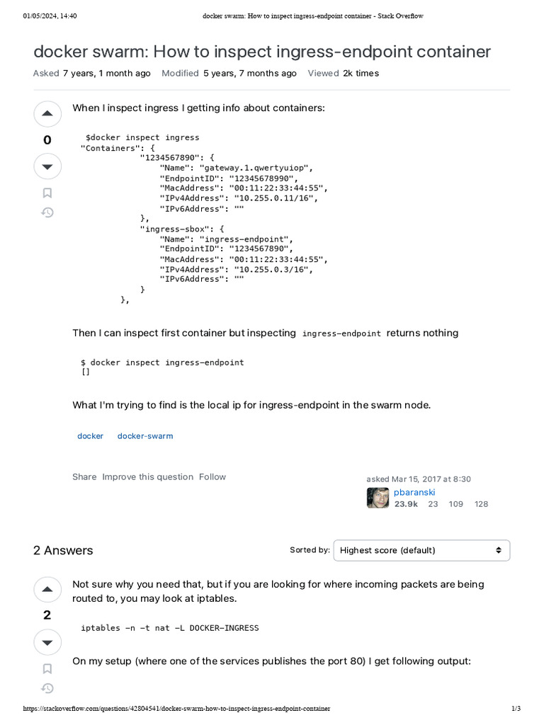 Docker Swarm - How To Inspect Ingress-Endpoint Container - Stack Overflow | PDF ...