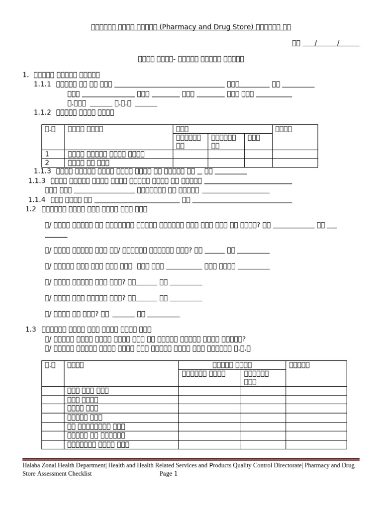 Pharmacy and Drug Store Checklist | PDF