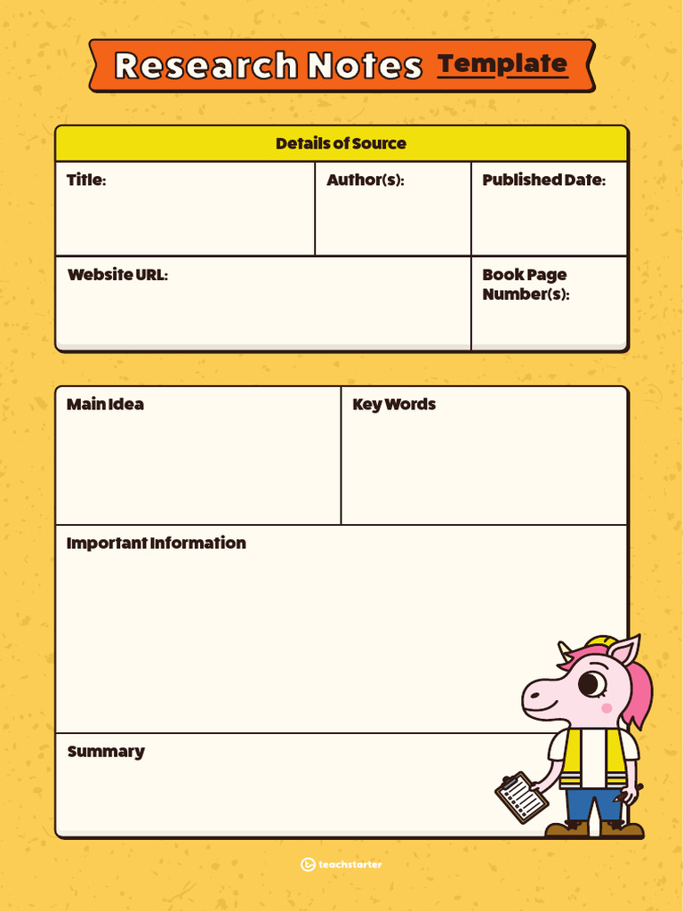Research Notes Template A Do Be Reader Colour | PDF