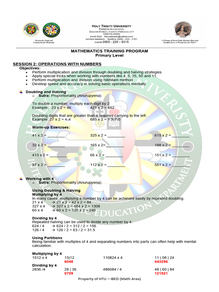 Primary Level - Session 2 | PDF | Multiplication | Numbers