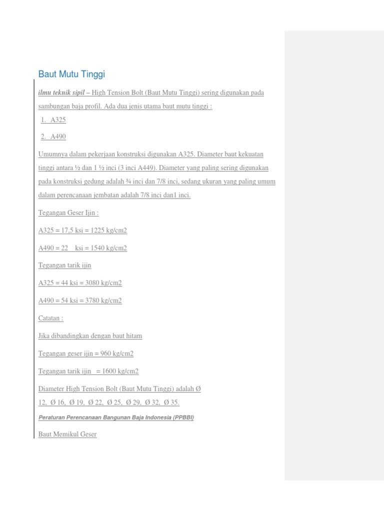 Baut Mutu Tinggi | PDF