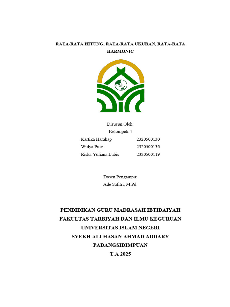 Rata-Rata Hitung, Ukuran, dan Harmonik | PDF