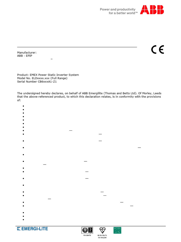 ABB EMEX Power Inverter Declaration | PDF | Electrical Components ...