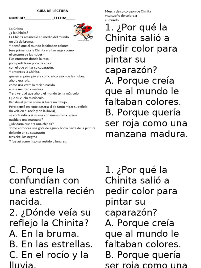 La Chinita: Color y Reflexión | PDF