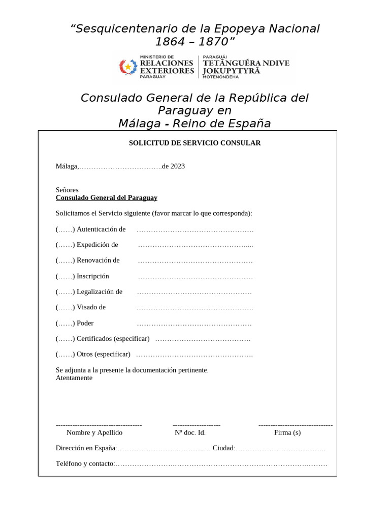 Formulario de Servicio Consular | PDF
