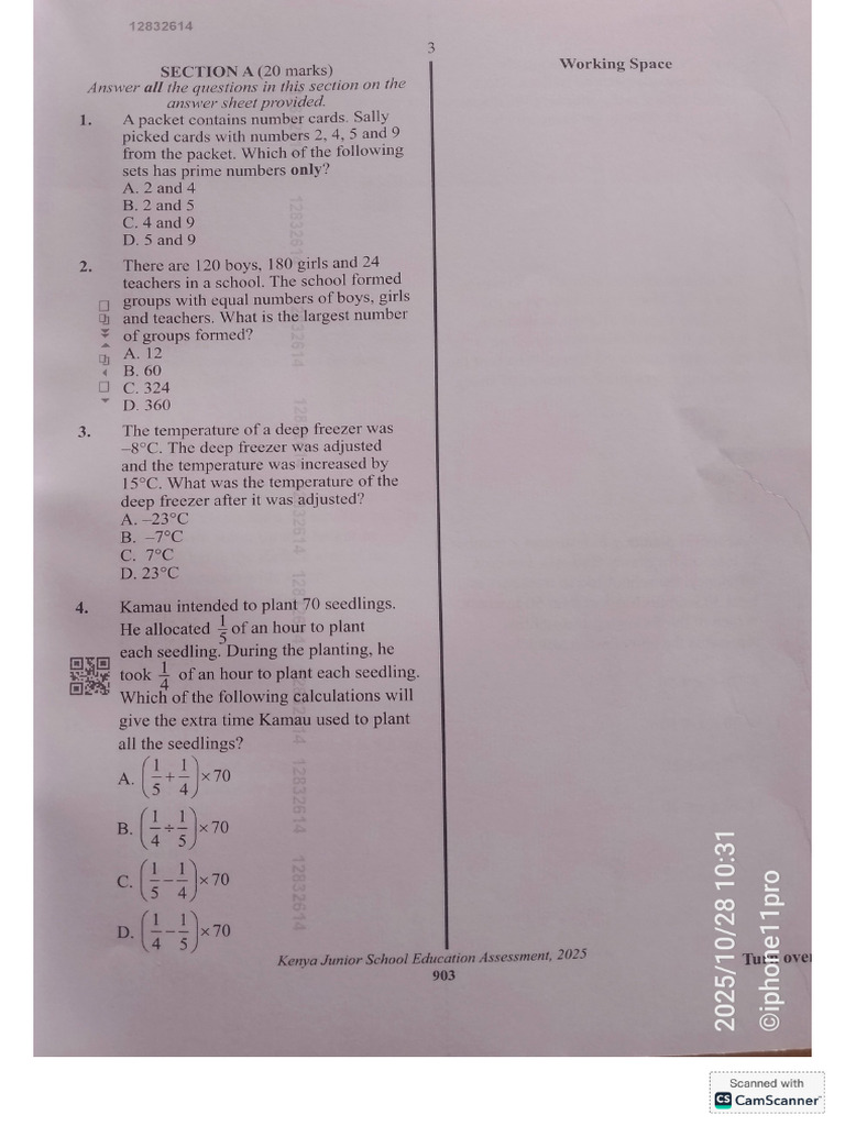 Kjsea Math Paper 2025 | PDF