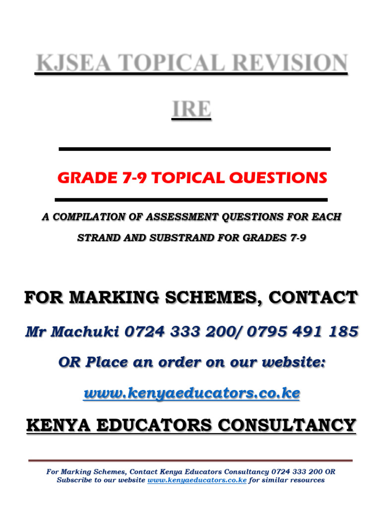 KJSEA Grade 7-9 IRE Revision Questions | PDF | Hadith | Quran