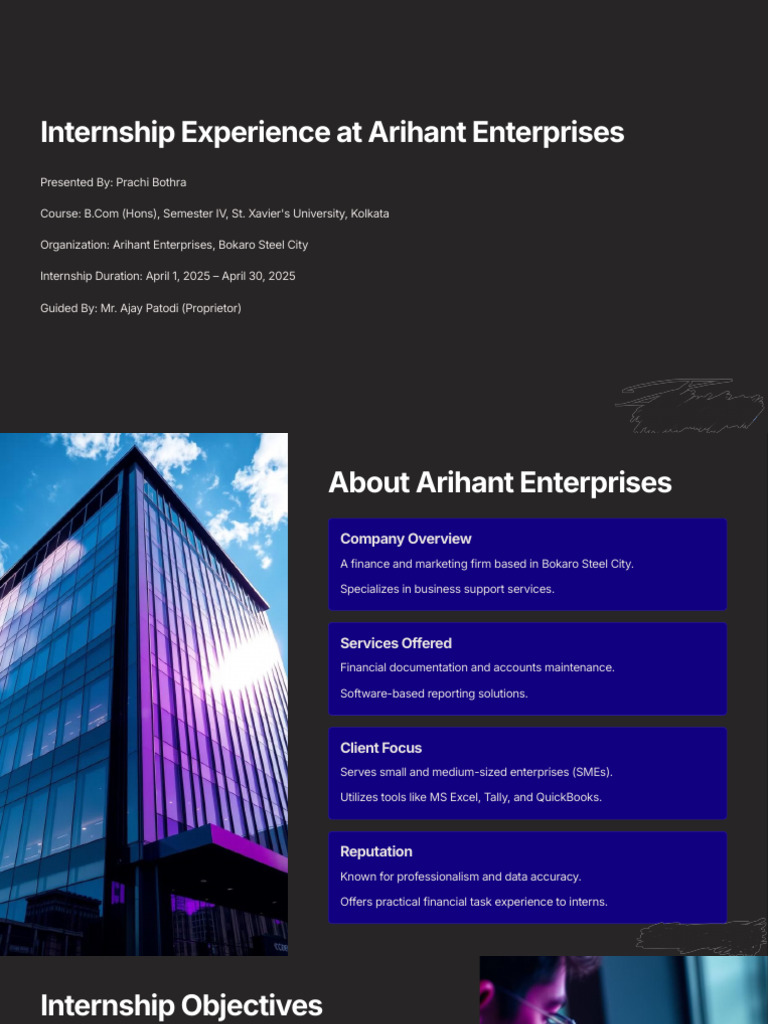 Internship Experience at Arihant Enterprises | PDF | Quick Books ...