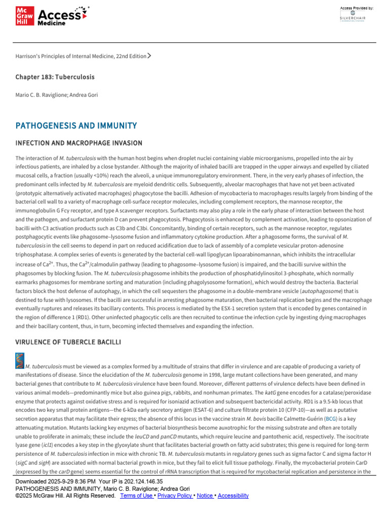 Pathogenesis and Immunity | PDF | Tuberculosis | Microbiology