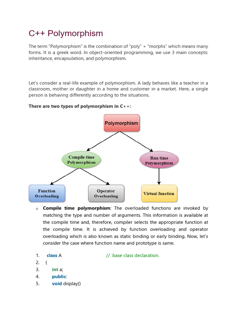 Unit 19 Polymorphism | PDF | C++ | Inheritance (Object Oriented Programming)
