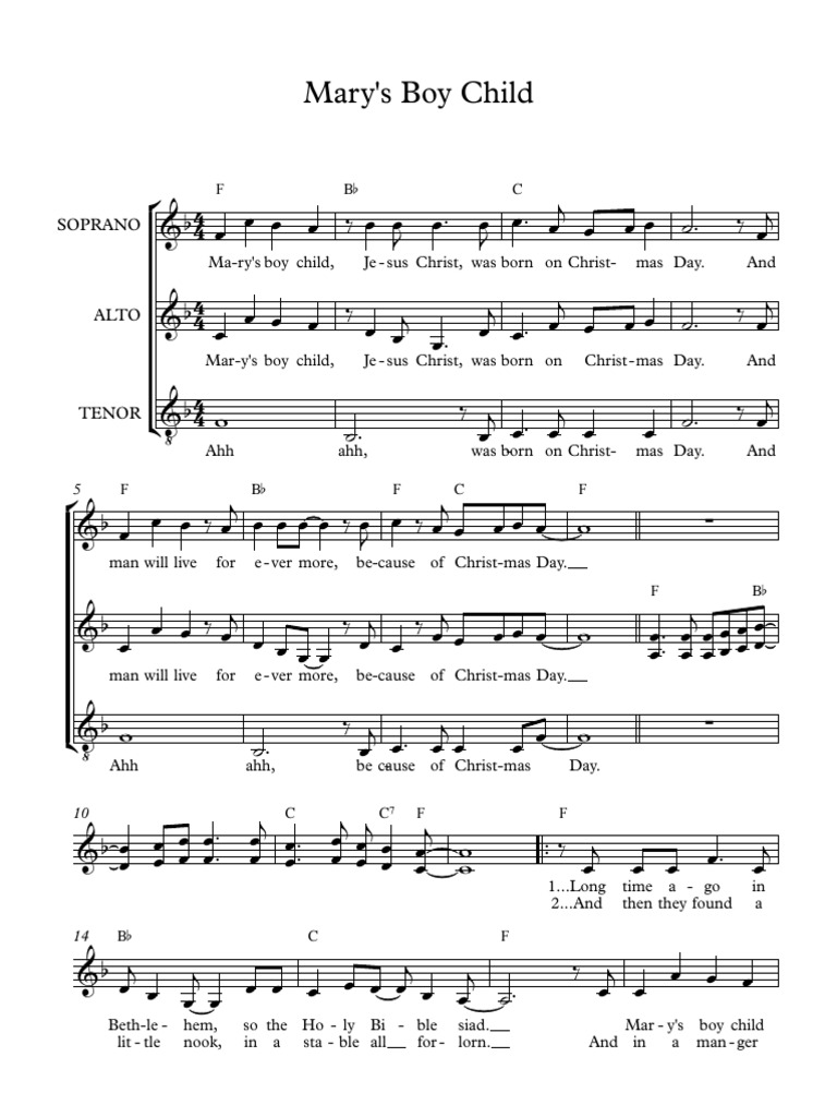 "Mary's Boy Child - Paroles et Accords" | PDF