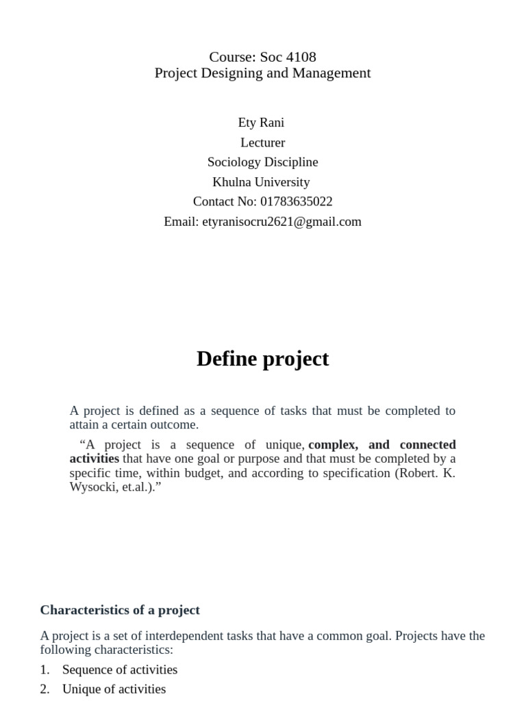 Basic Ideas On Project | PDF