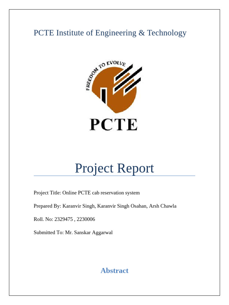 PCTE College Cab Reservation System | PDF | Php | Mobile App