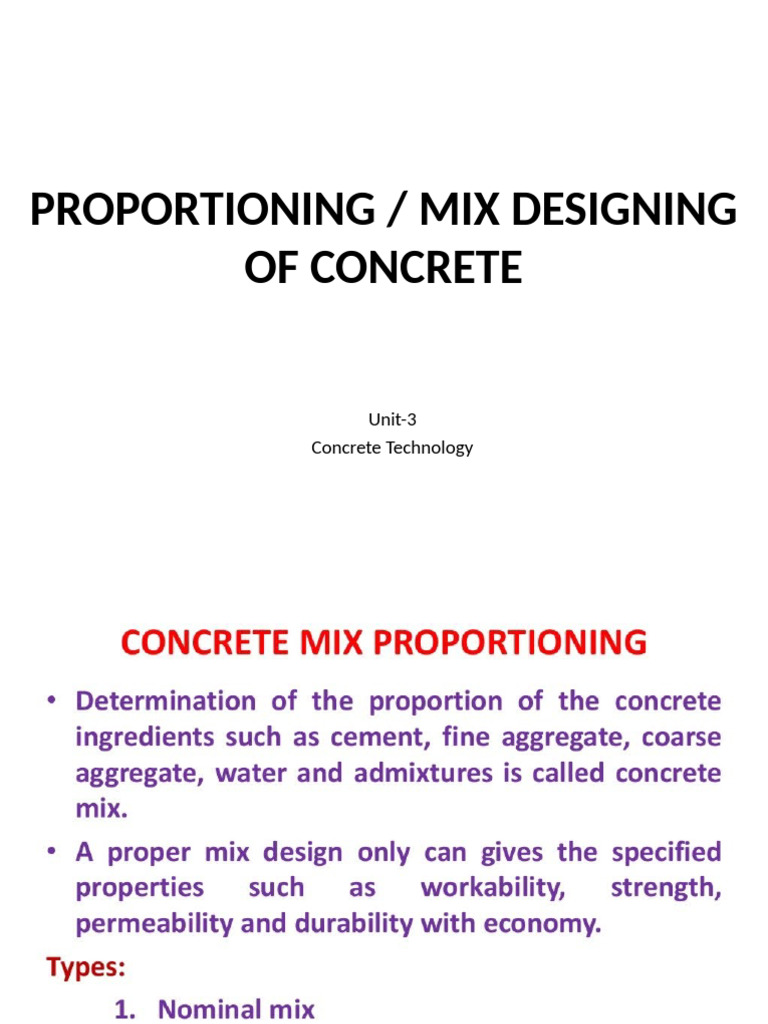 Mix Designing Unit-3 | PDF