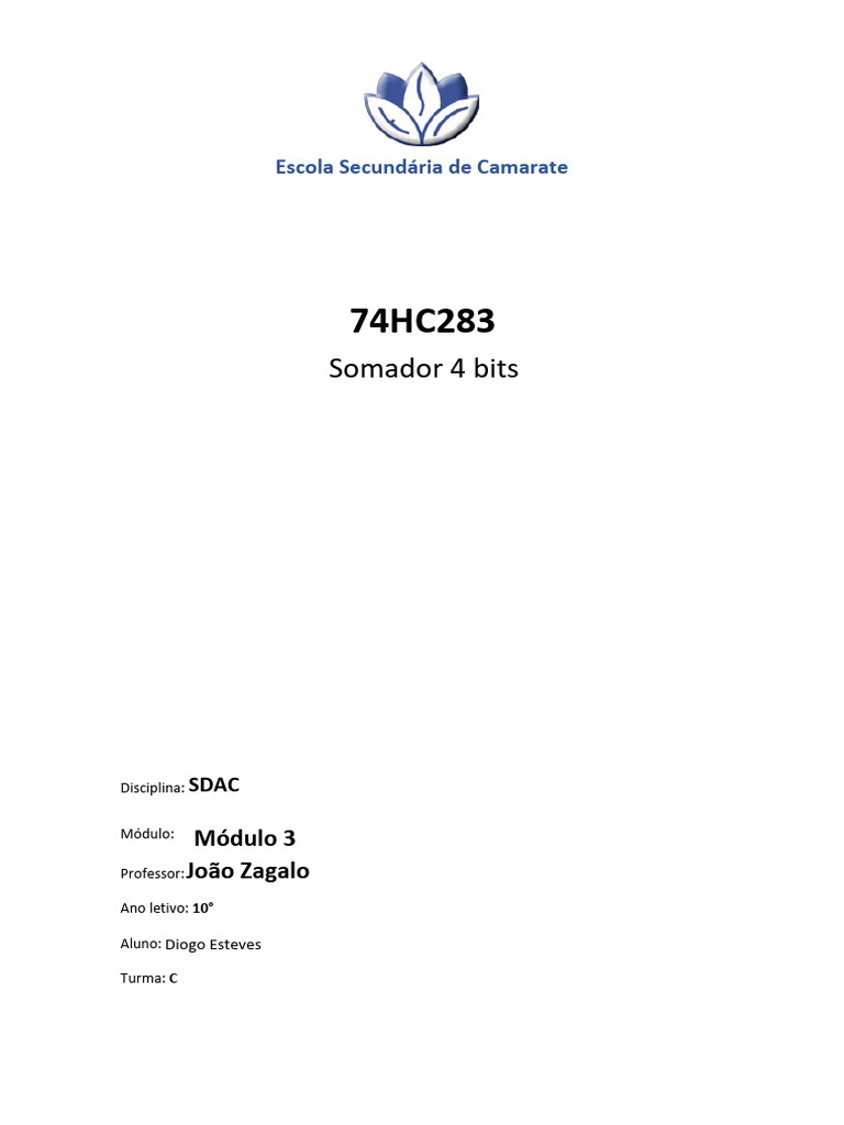 Somador 4 Bits com 74HC283 em Tinkercad | PDF | Circuitos eletrônicos ...