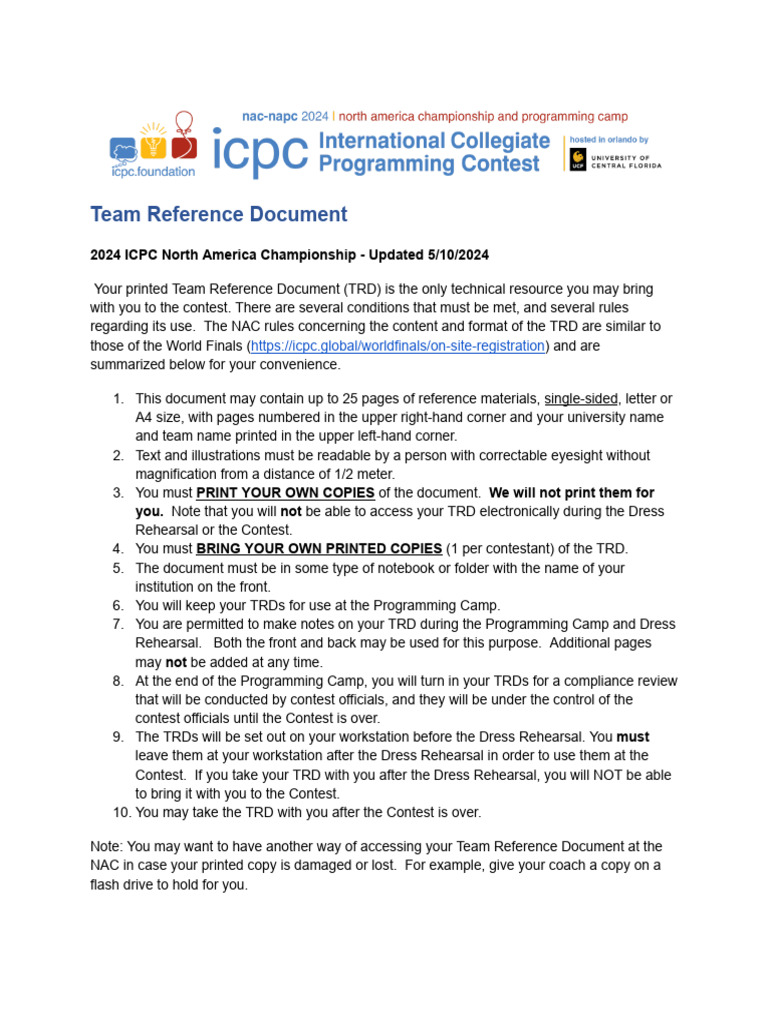 2024 NAC Team Reference Document Guide | PDF