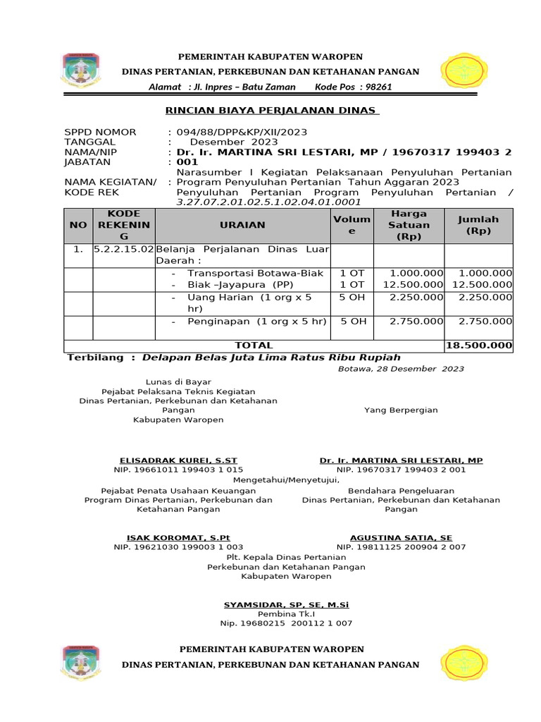 SPJ Rampung PD Pak Elly | PDF