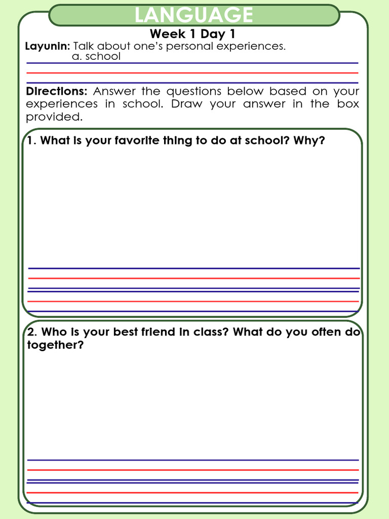 q2 Language English Worksheet Week 1 | PDF | Teachers | Human Communication