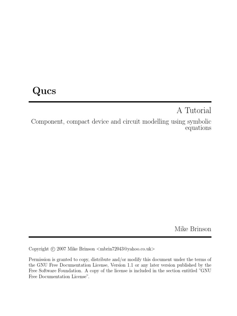 Qucs Circuit Simulator Tutorial | PDF | Spice | Amplifier