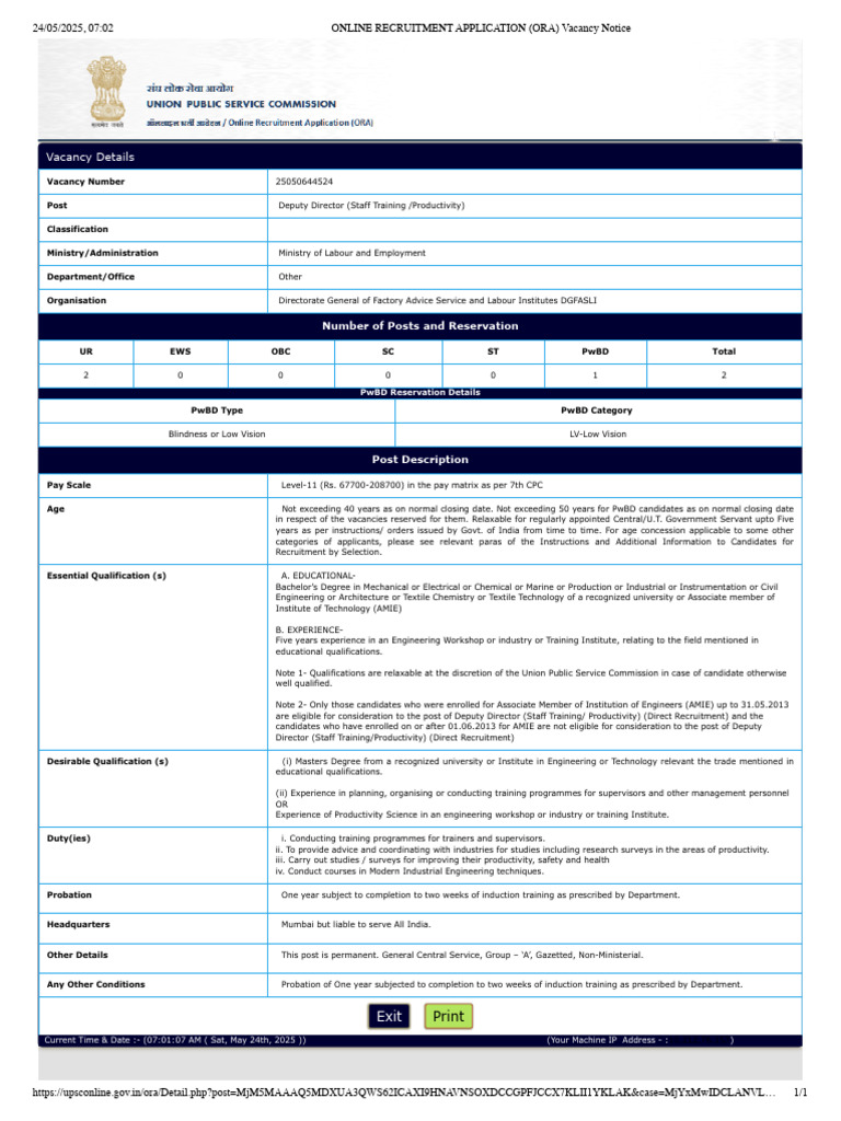 Deputy Director Vacancy in Staff Training | PDF