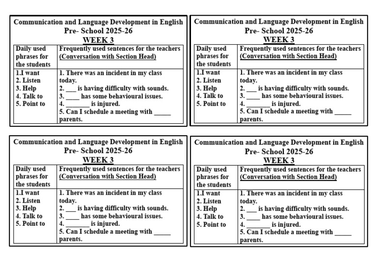 Essential Phrases for Preschool Communication | PDF | Language ...