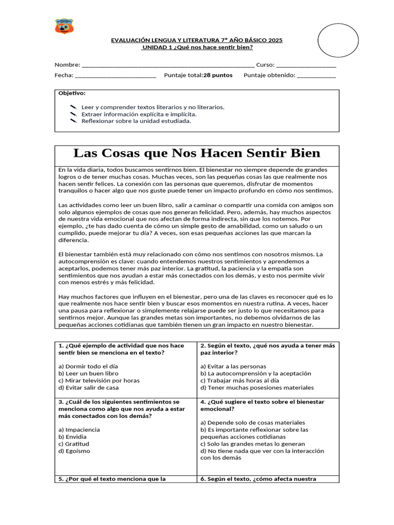 Unidad 1 ¿Qué Nos Hace Sentir Bien | PDF | Mahatma Gandhi | Felicidad