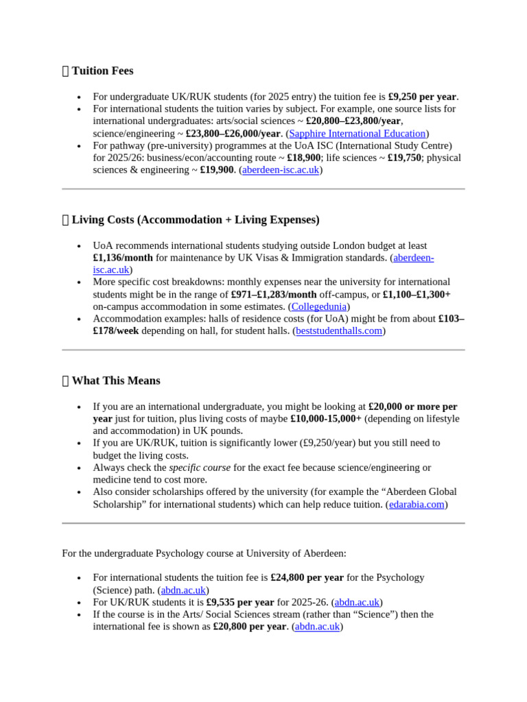? Tuition Fees Aberdeen | PDF