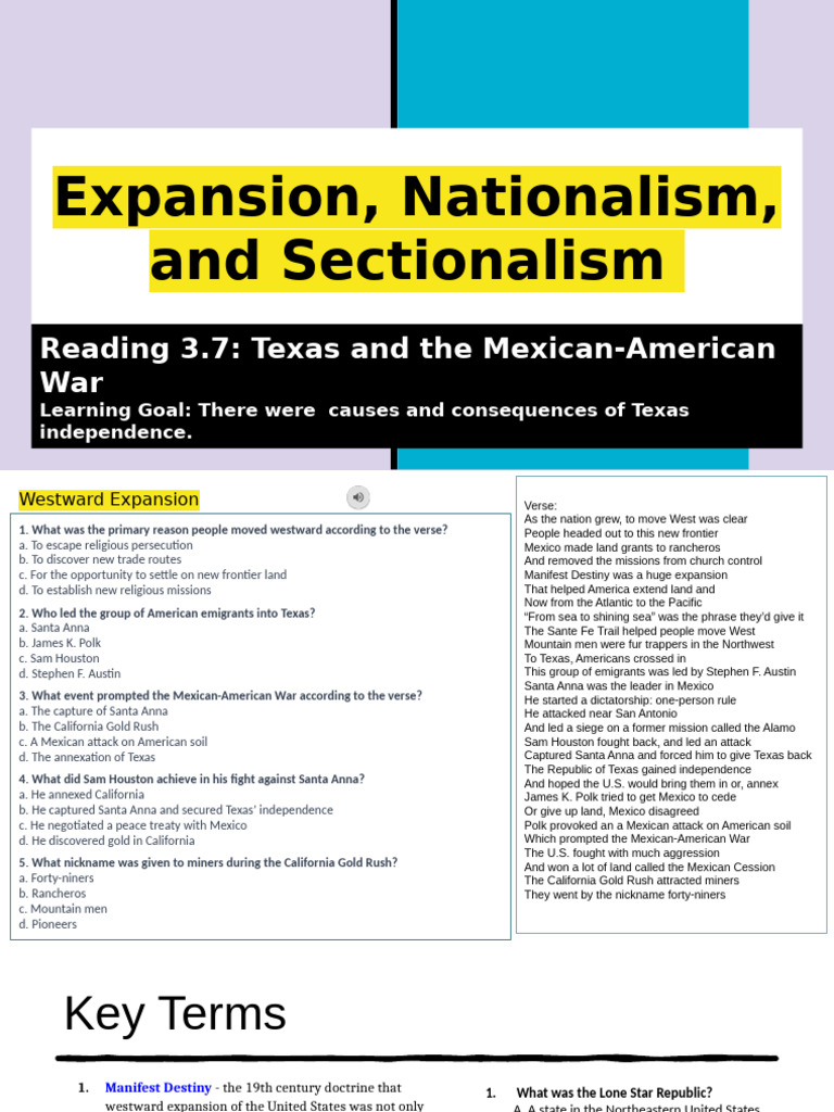 Texas Independence and the Mexican-American War | PDF | Mexican ...