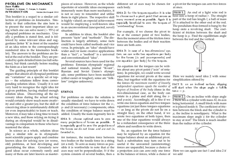 Mechanics Problem Solving Guide | PDF | Force | Torque
